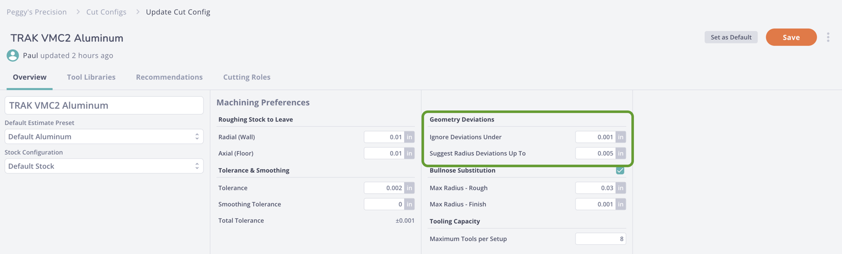 How to set Geometry Deviation Limits